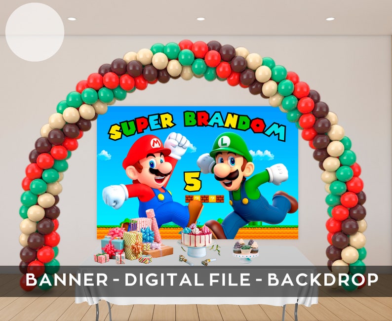 Super Mario Backdrop, Mario Luigi Banner, Mario Printable Backdrop ...