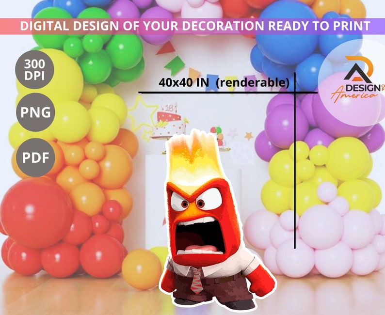 Inside Out Angry Cutout, Inside Out Decoration, Inside Out Angry Theme ...
