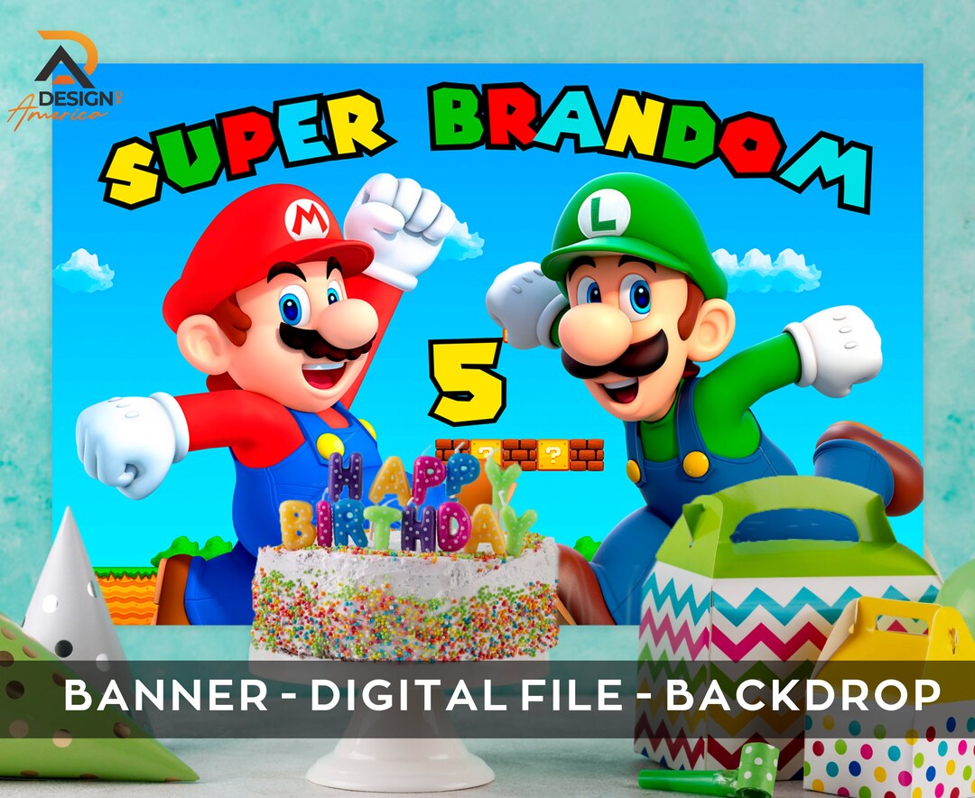 Super Mario Backdrop, Mario Luigi Banner, Mario Printable Backdrop ...