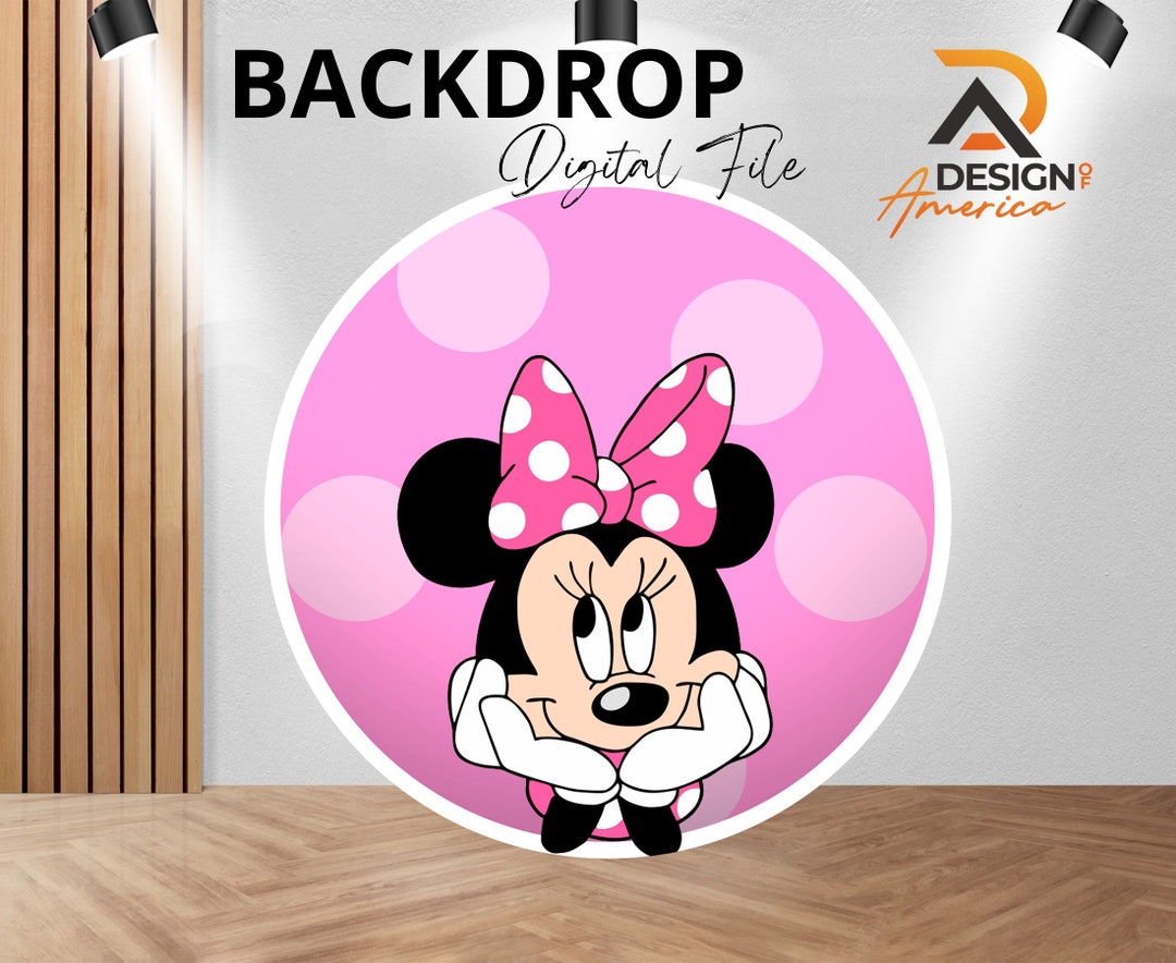 Round Minnie Mouse Theme Kids Photography Backdrop Minnie Mouse ...