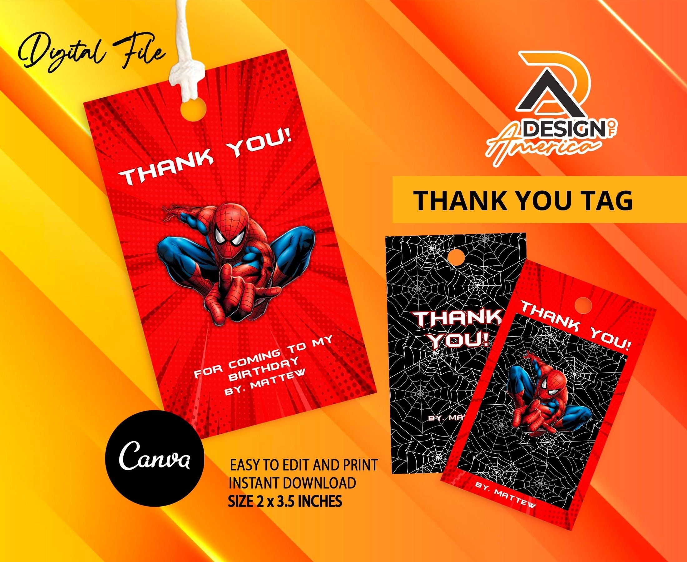 Editable Spider-man Favor Tag Printable Birthday Gift Tag Kids Party ...