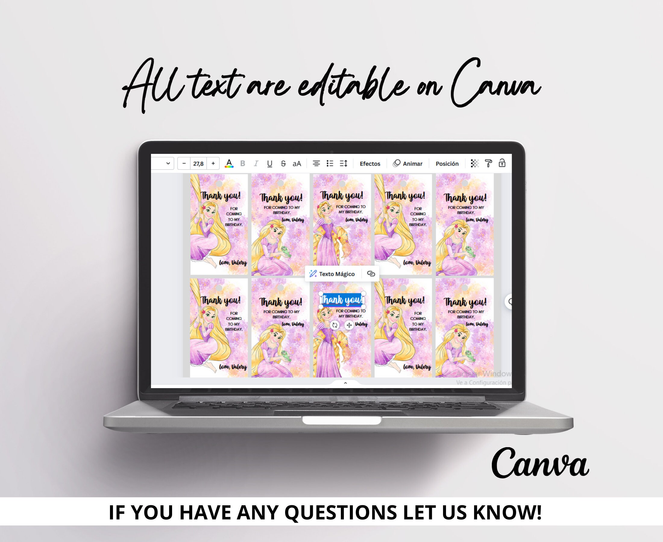 Editable Tangled Favor Tag Printable Birthday Gift Tag Kids Party ...