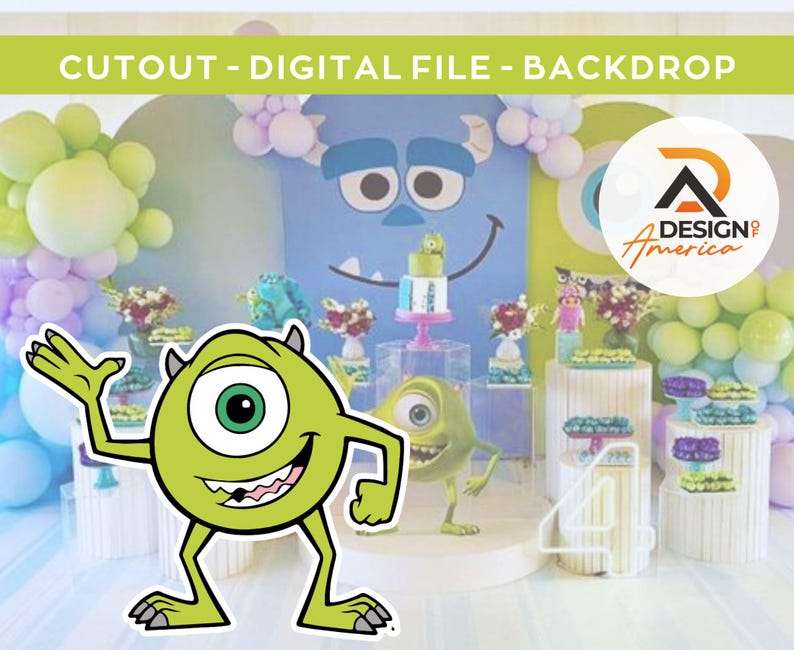 Monster Inc - Mike Wazowski Cutout, Party Decoration Theme, Birthday ...