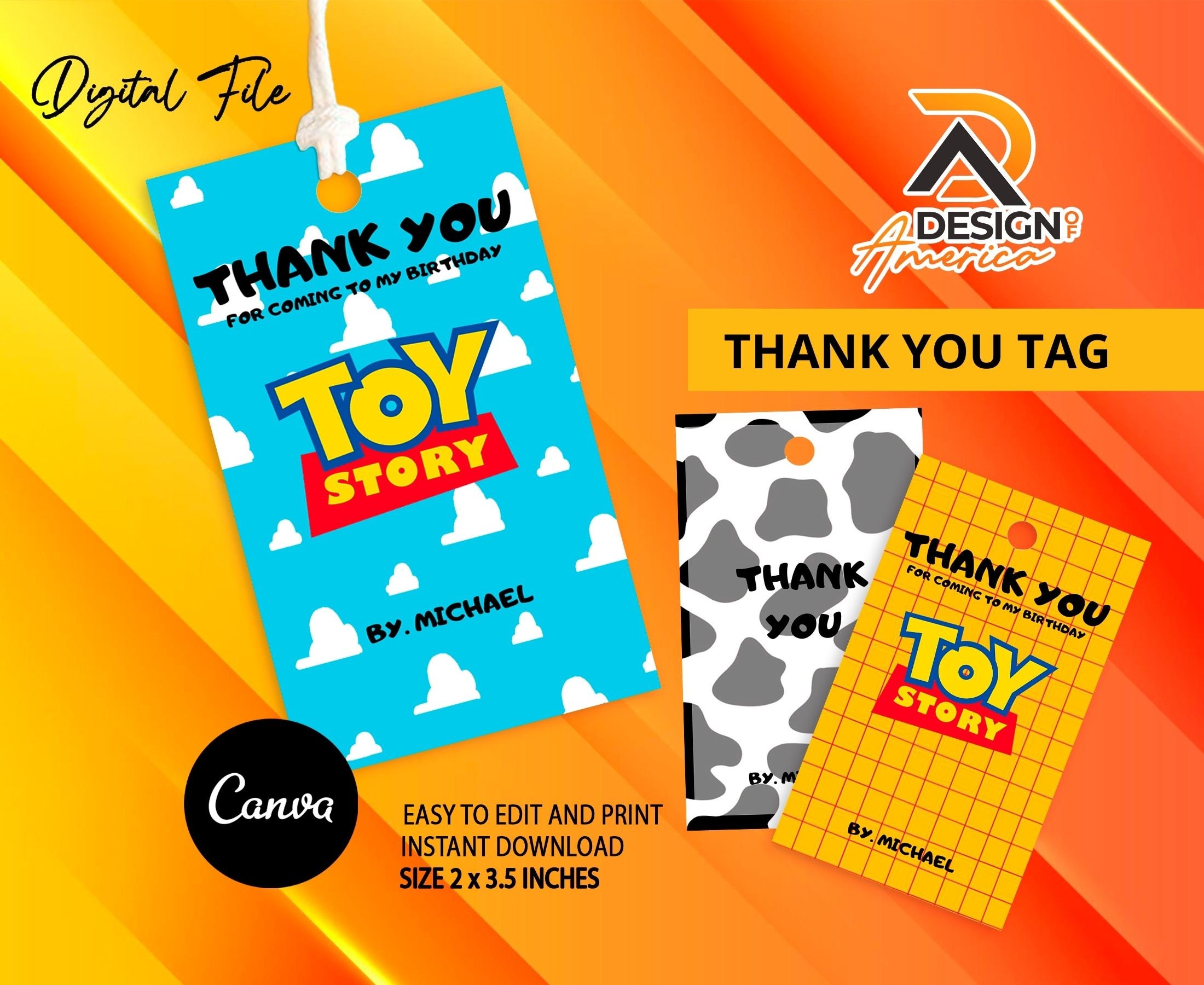 Editable Toy Story Favor Tag | Printable Birthday Gift Tag | Kids Party ...