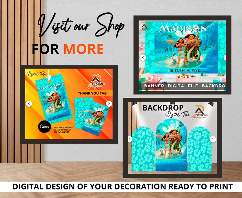 Backdrop Moana - Moana Birthday Party Decor, Moana Cutout Decor Digital ...