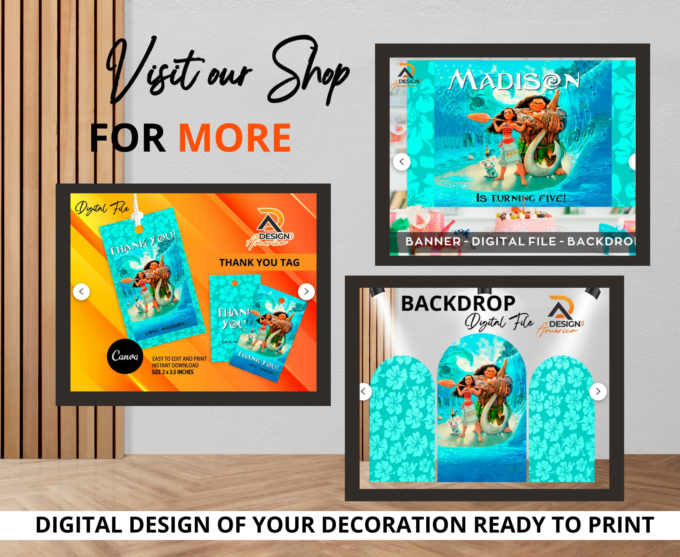Backdrop Moana - Moana Birthday Party Decor, Moana Cutout Decor Digital ...