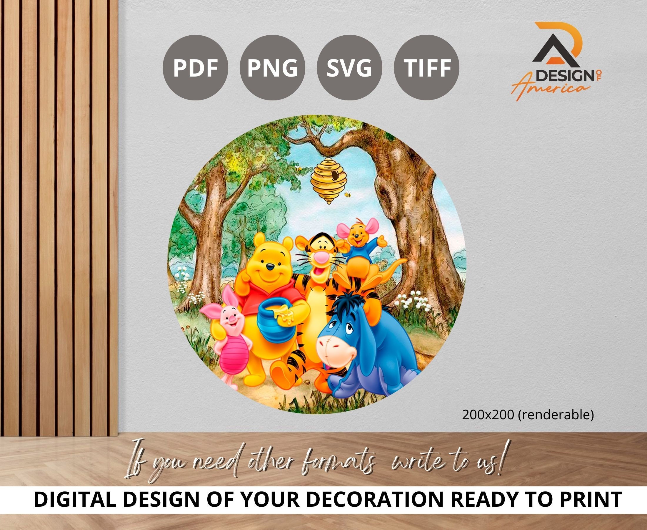 Round Winnie the Pooh Theme Kids Photography Backdrop Winnie the Pooh ...