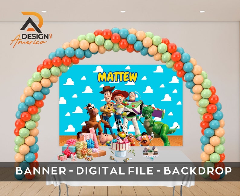 Super Toy Story Backdrop, Toy Story Banner, Toy Story Printable ...
