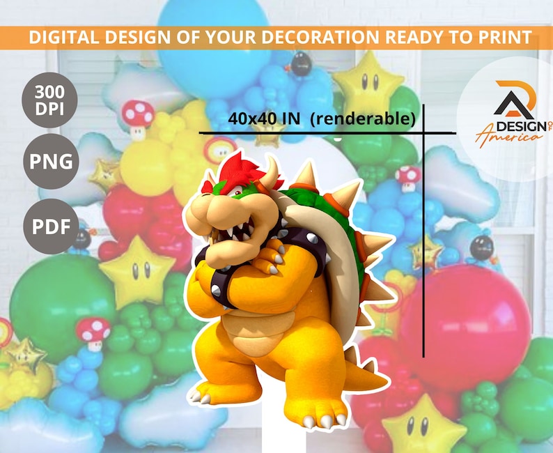 Bowser Cutout, Super Mario Bros Party Decoration Theme, Birthday Party ...