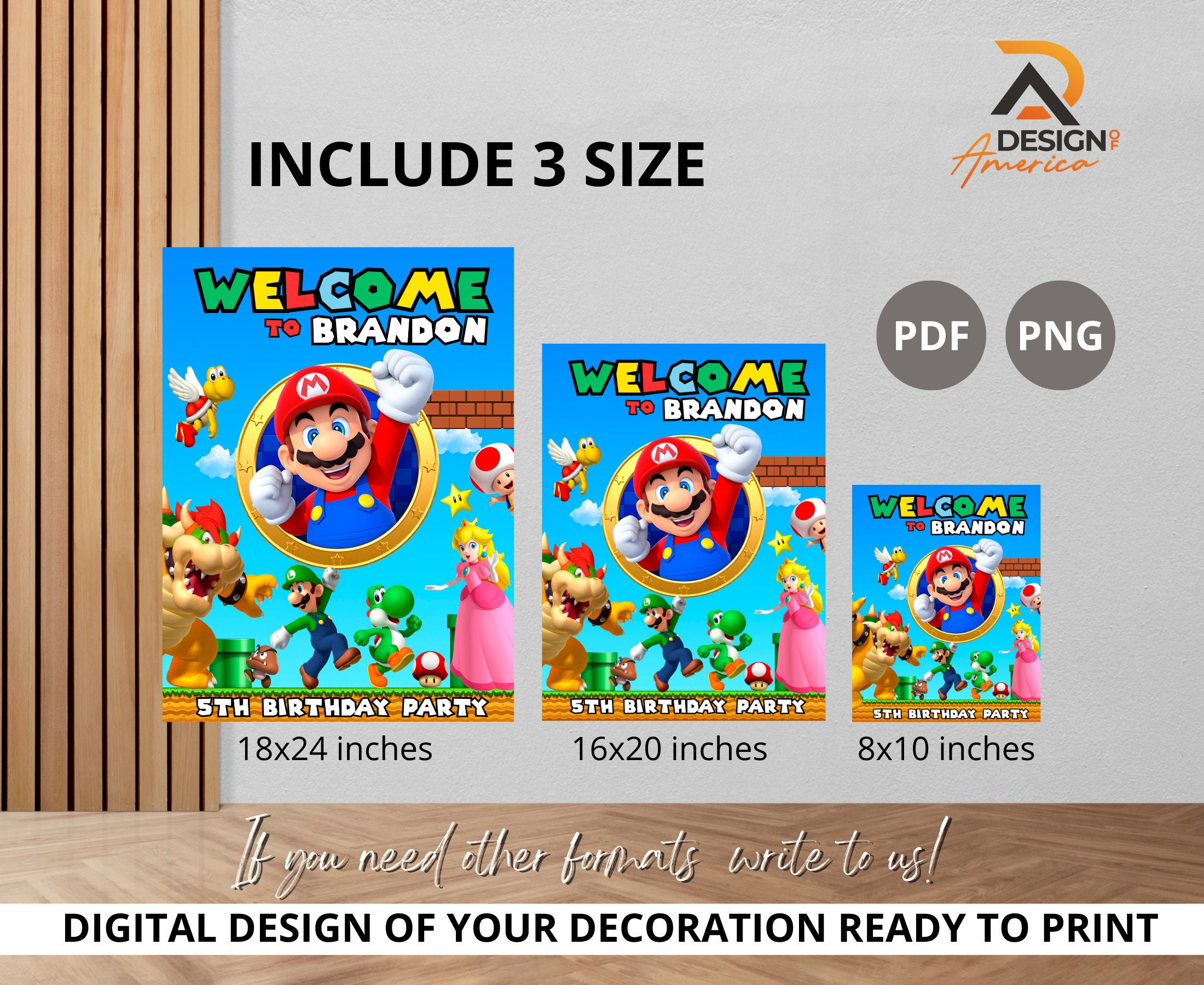 Super Mario Birthday Welcome Sign Boy Mario Bros Birthday Party ...