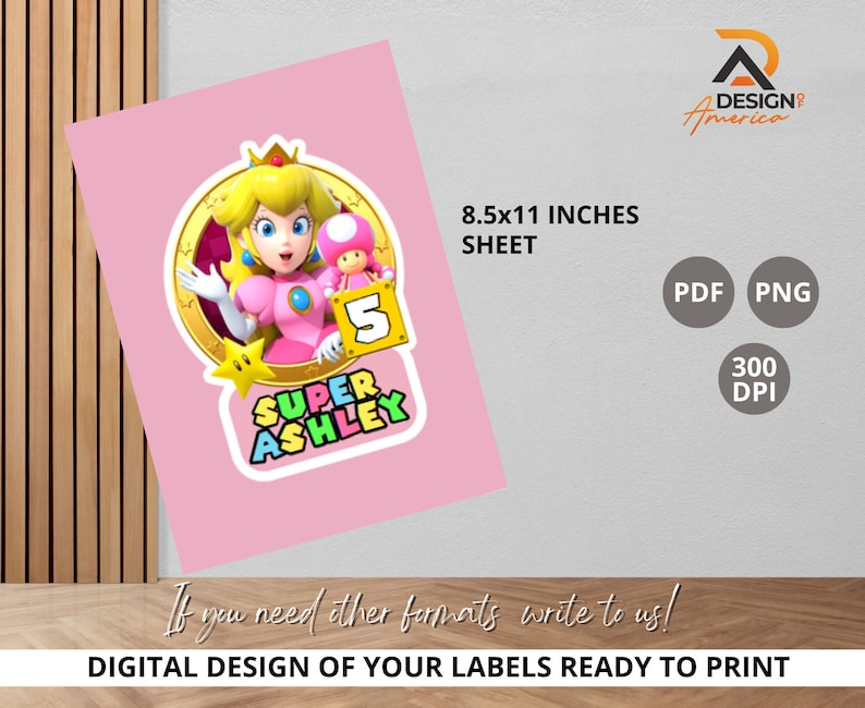 Princess Peach Personalized Cake Topper | Super Mario Birthday Party ...