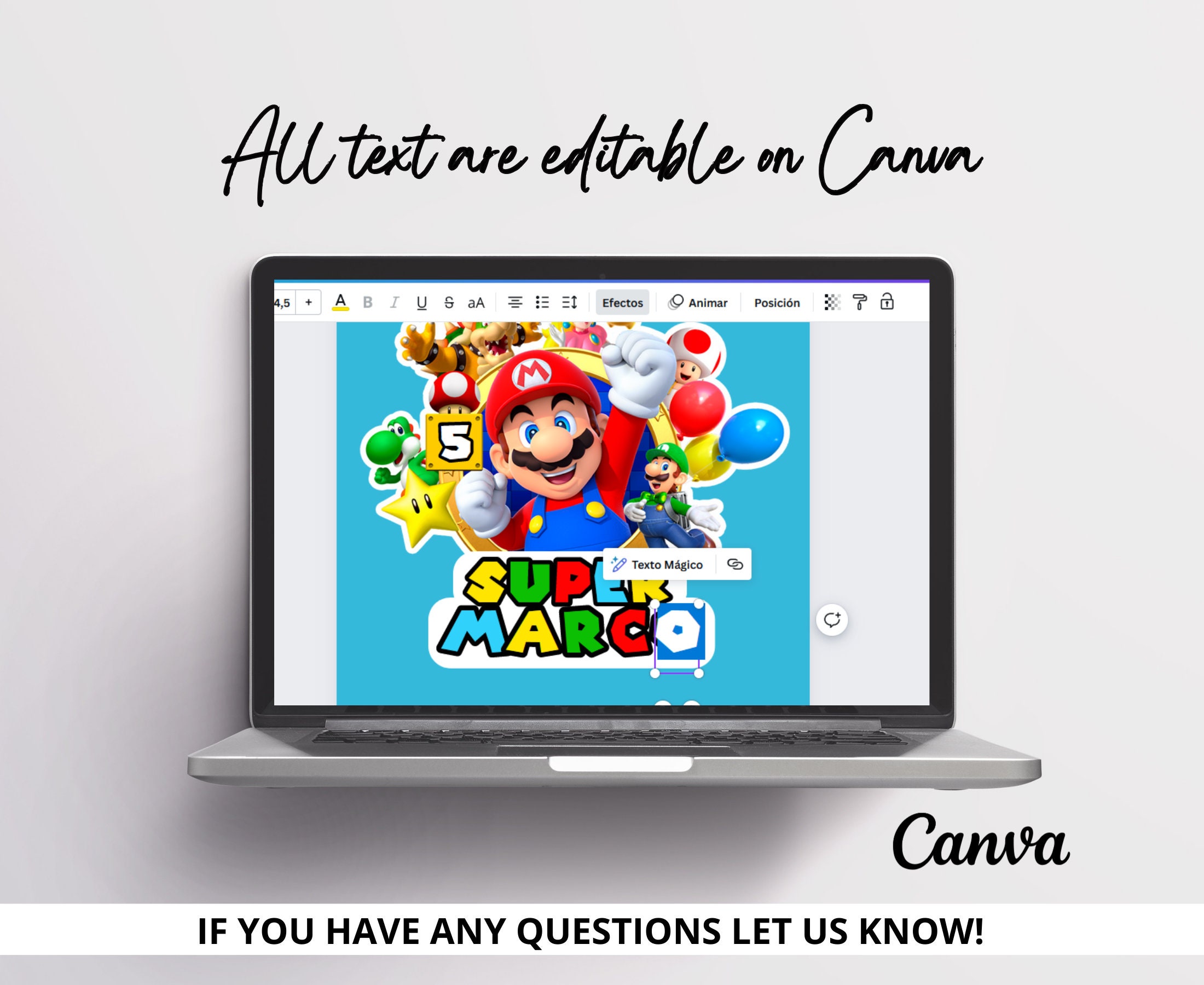 Super Mario Personalized Cake Topper | Super Mario Birthday Party ...