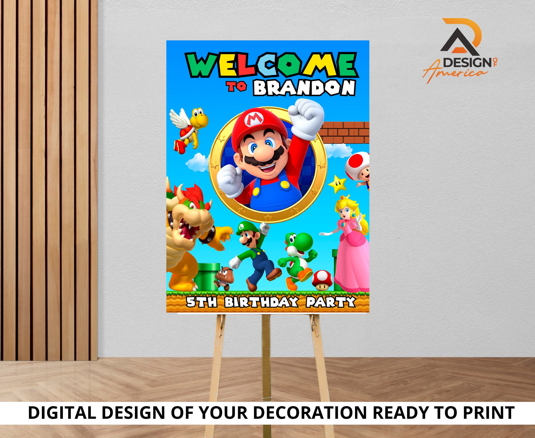 Super Mario Birthday Welcome Sign Boy Mario Bros Birthday Party ...