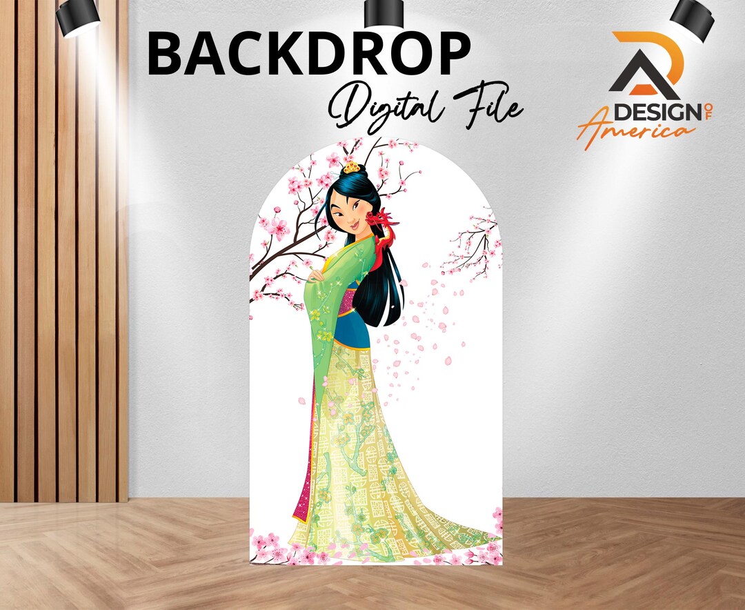 Mulan Princess Background - Birthday Party Decoration, Digital Download ...