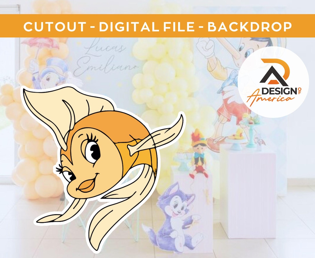 Pinocchio Cleo Goldfish- Cutout, Party Decoration Pinocchio Theme ...