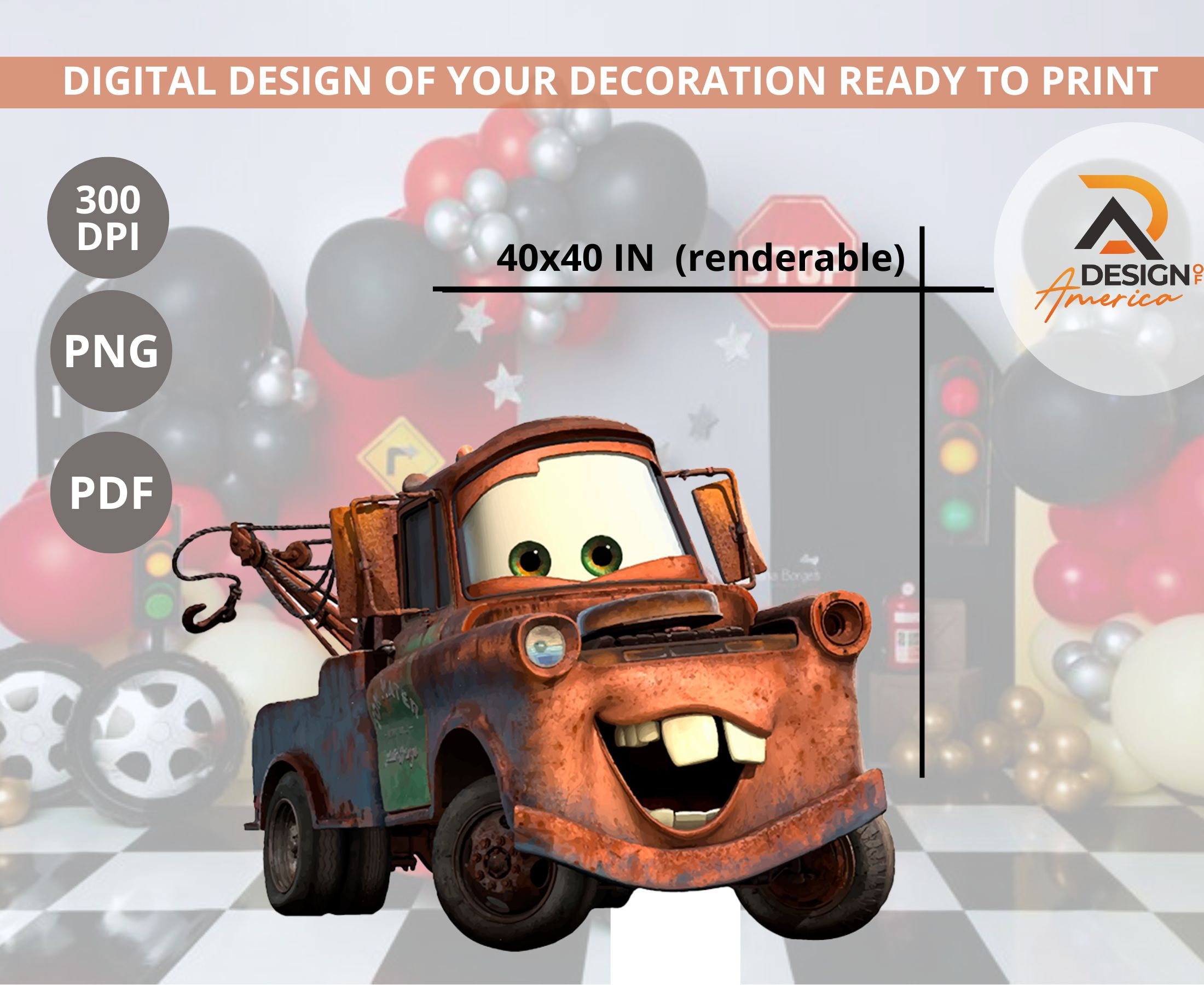 Mater Cars - Cutout, Party Decoration Theme, Birthday Party, Standing ...