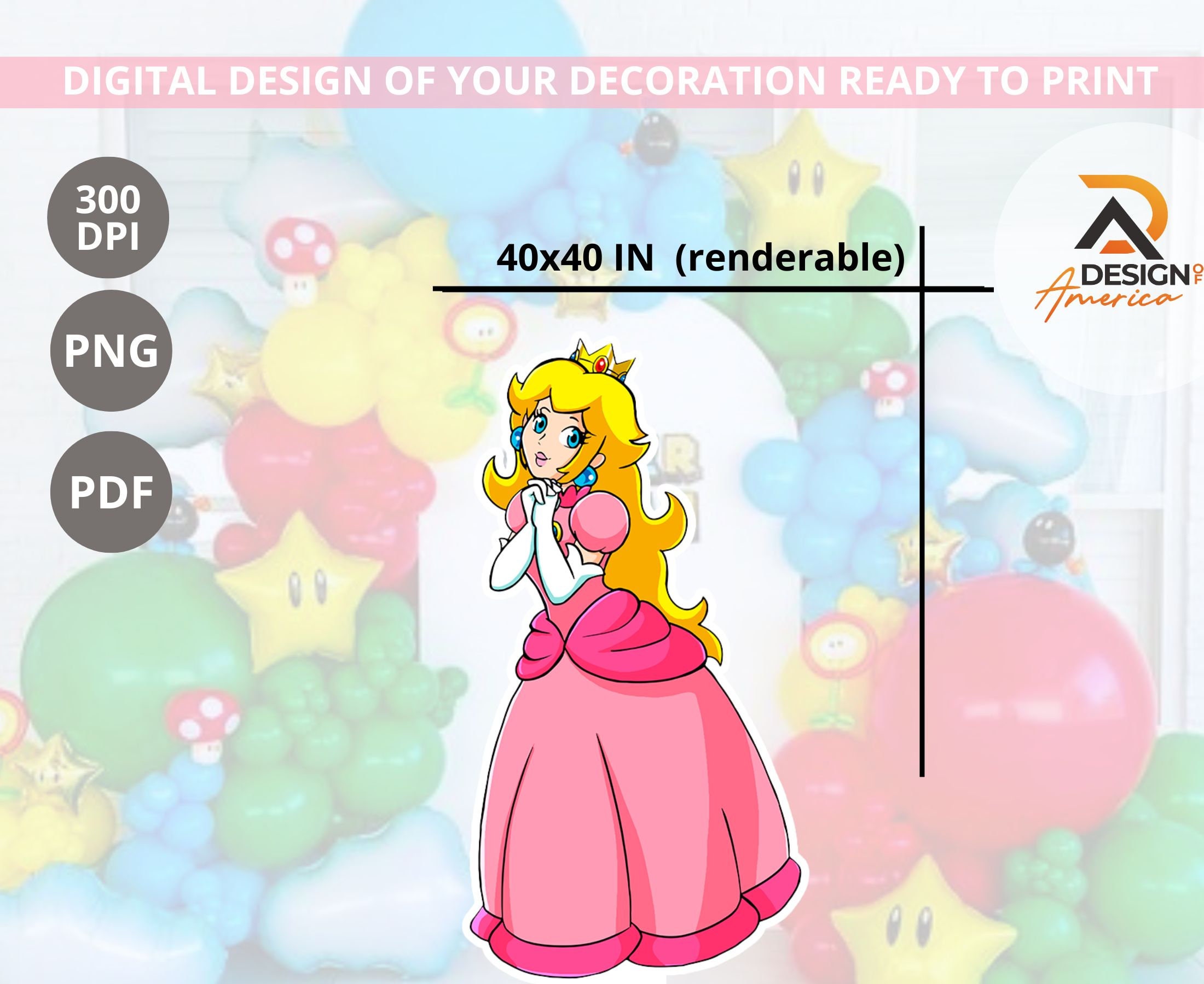 Princess Peach Super Mario Bros Cutout, Party Decoration Theme ...
