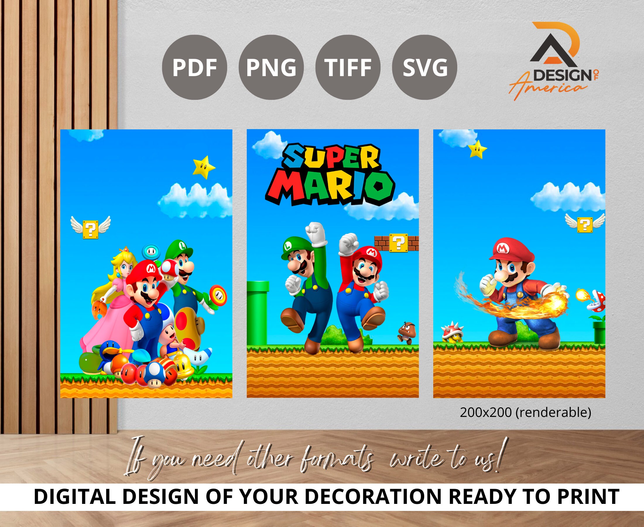 Backdrop Super Mario Bros Super Mario cutout decor digital download ...