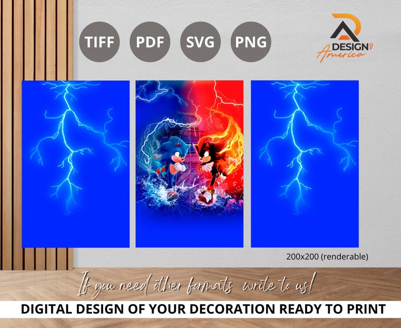 Sonic and Shadow Backdrop: Sonic Birthday Party Decorations, Digital ...
