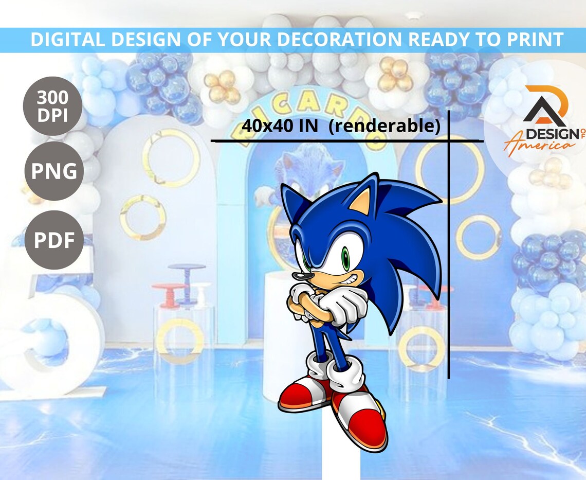 Sonic - Cutout, Party Decoration Sonic Theme, Birthday Party, Standing ...