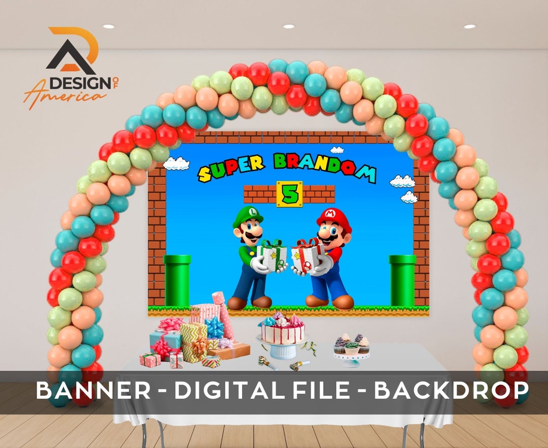 Super Mario Bros Backdrop, Mario Bros Banner, Minnie Printable Backdrop ...
