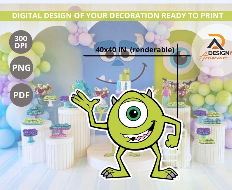 Monster Inc - Mike Wazowski Cutout, Party Decoration Theme, Birthday ...