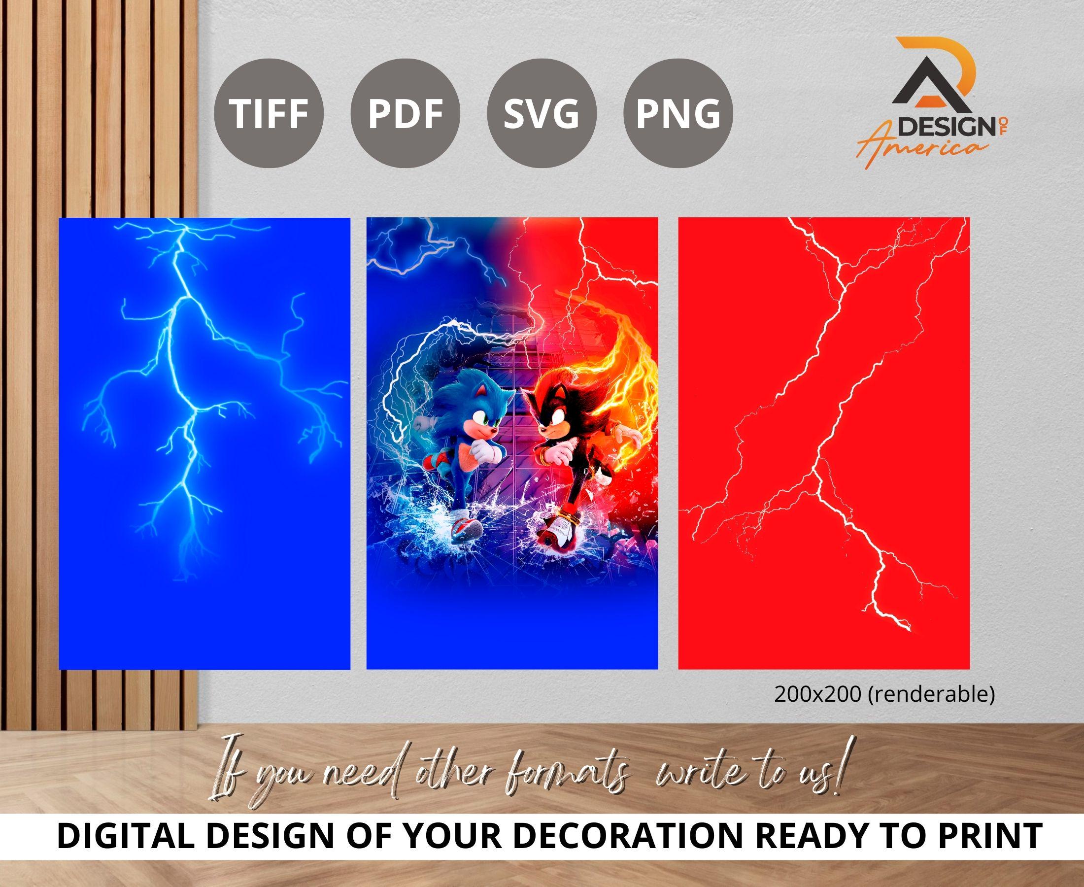Sonic and Shadow Backdrop: Sonic Birthday Party Decorations, Digital ...