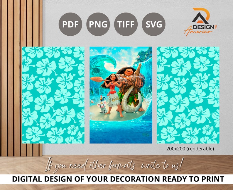 Backdrop Moana - Moana Birthday Party Decor, Moana Cutout Decor Digital ...