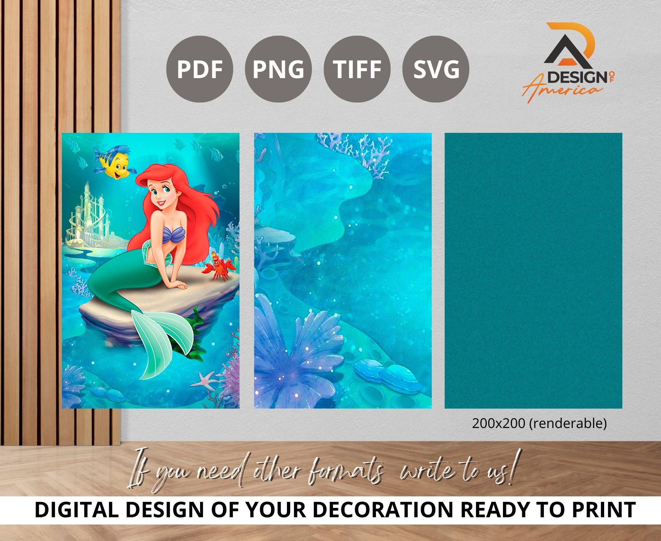 Backdrop Ariel the Little Mermaid Ariel Cutout Decor Digital Download ...