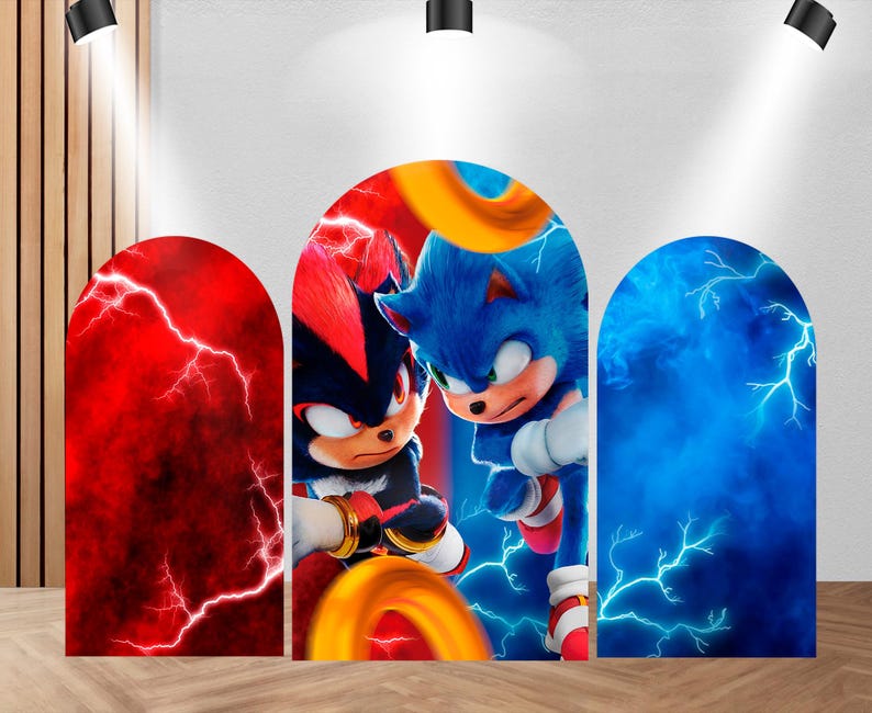 Sonic and Shadow Backdrop: Sonic Birthday Party Decorations, Digital ...