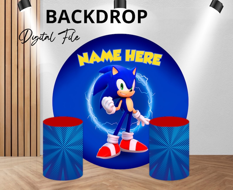 Backdrop Sonic - Sonic Birthday Party Decor, Sonic Cutout Decor Digital ...