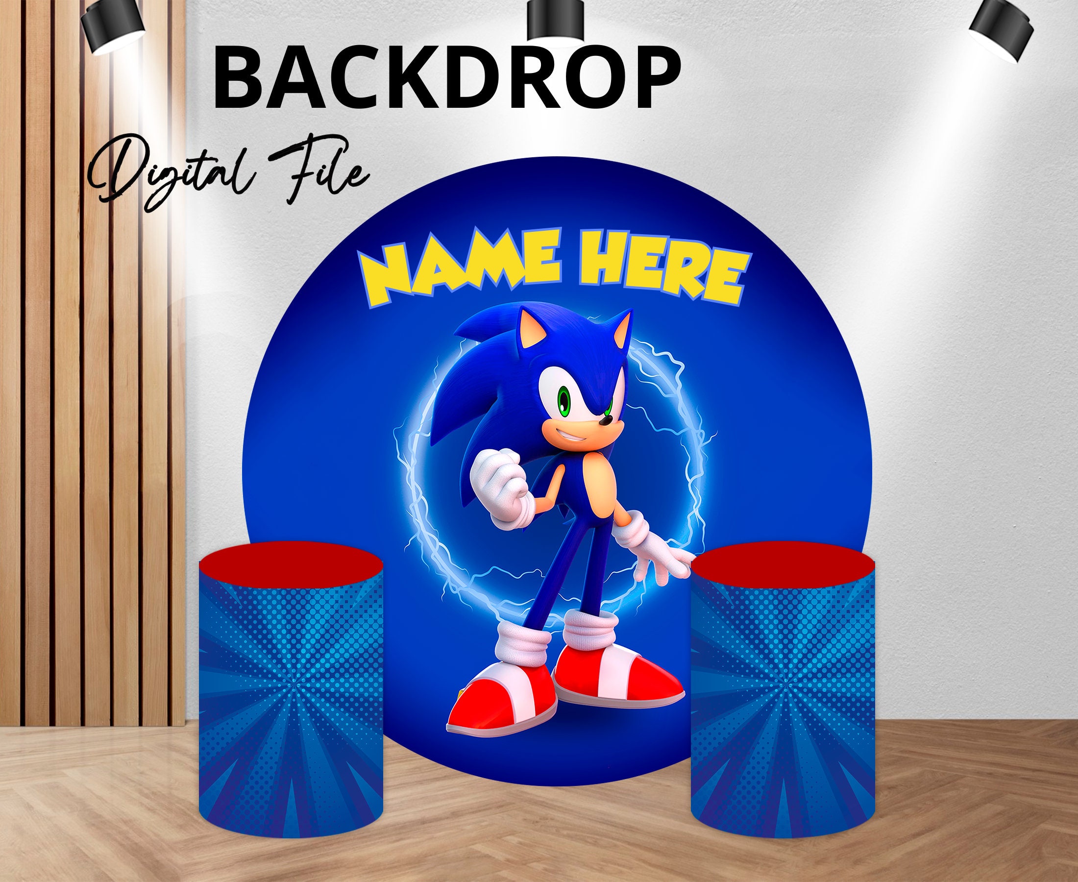 Backdrop Sonic - Sonic Birthday Party Decor, Sonic Cutout Decor Digital ...