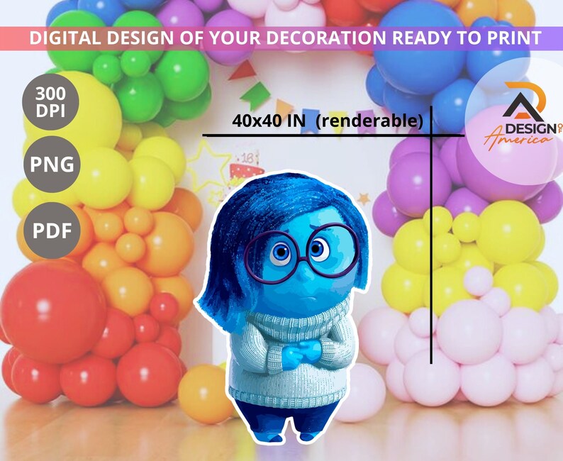 Inside Out Sadness Cutout, Inside Out Decoration, Inside Out Decoration ...