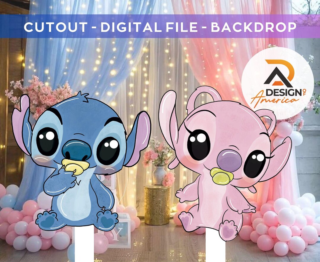 Stitch and Angel - Cutout, Party Decoration Theme - Baby Shower, Stitch ...