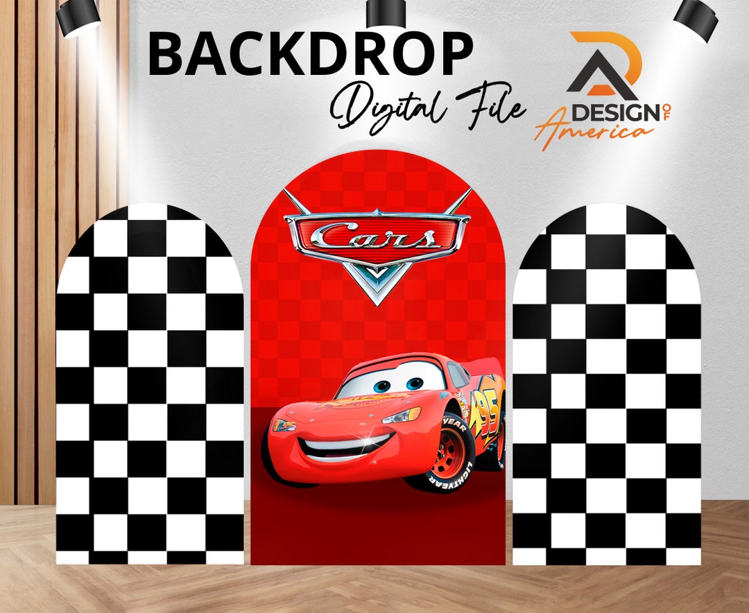 Backdrop Rayo Mcqueen- Rayo Mcqueen Birthday Party Decor, Rayo Mcqueen ...