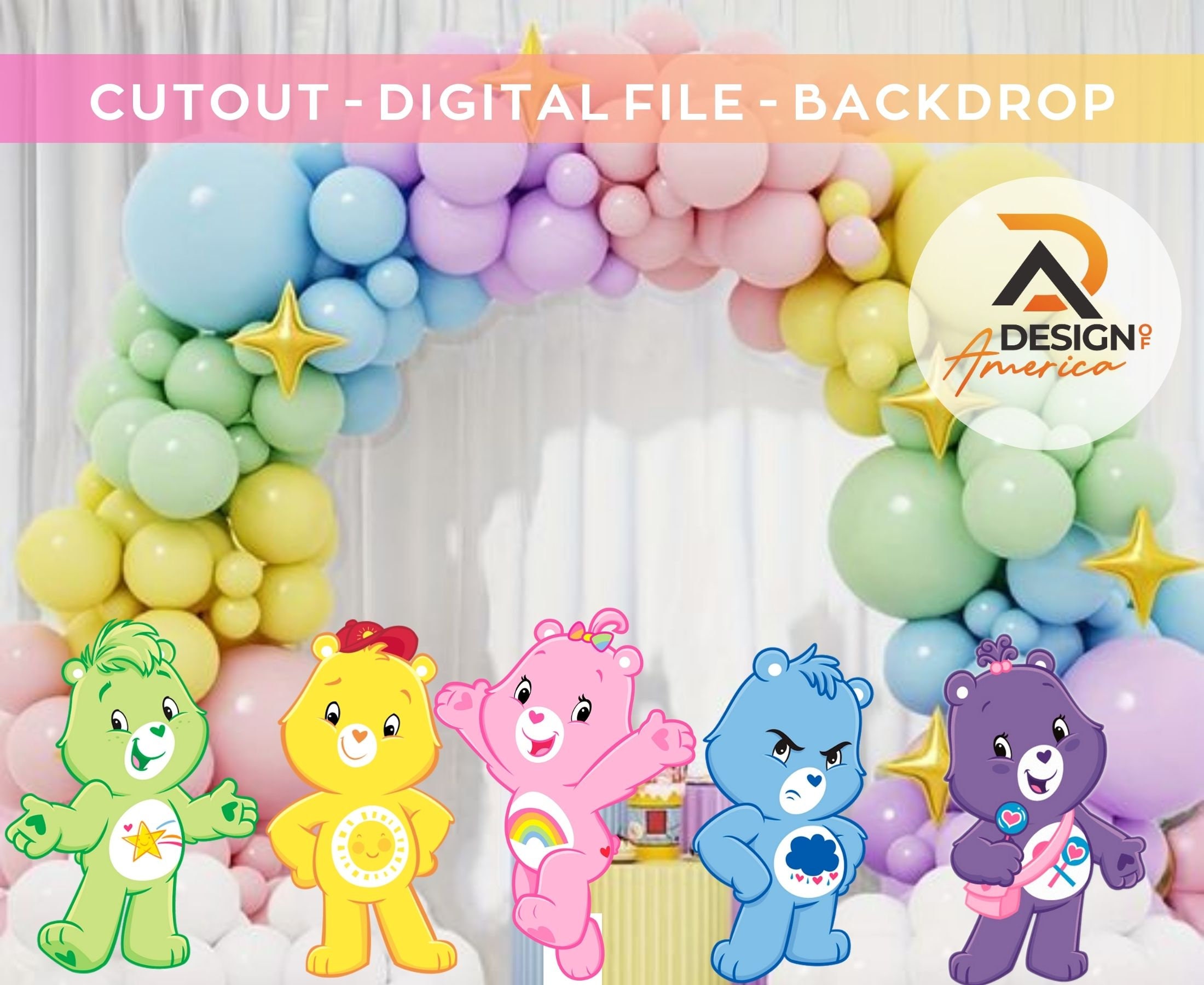Care Bears Big Decor Backdrops, Printable Care Bears Cutout Decoration ...