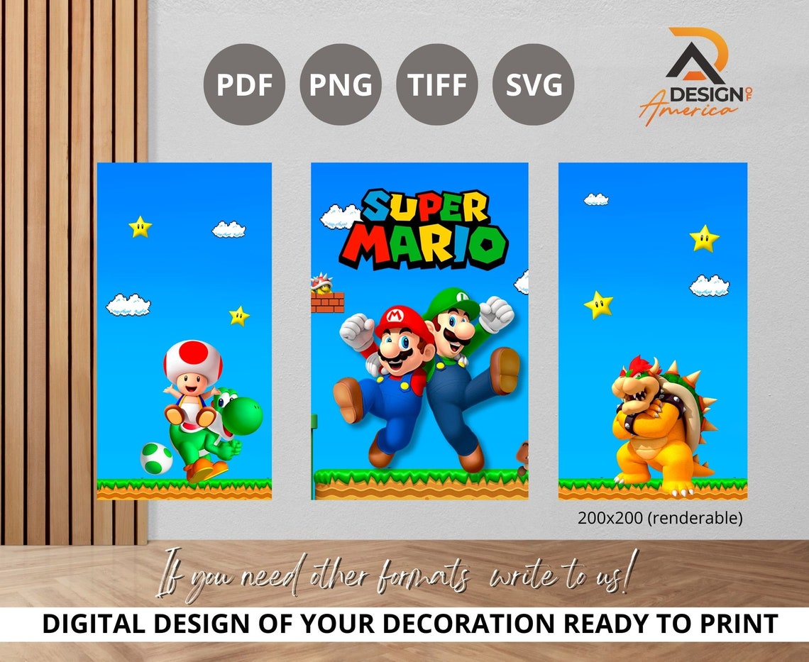 Backdrop Super Mario Bros Super Mario Bros Birthday Party Decor, Super ...