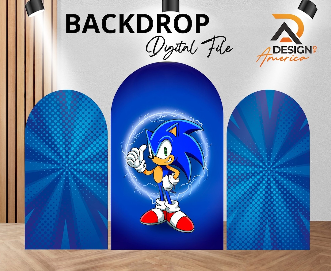 Backdrop Sonic - Sonic Birthday Party Decor, Sonic Cutout Decor Digital ...