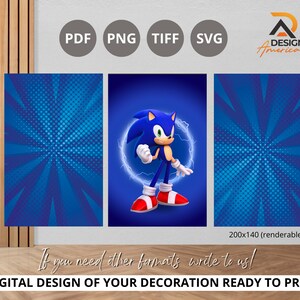 Sonic Backdrop - Sonic Birthday Party Decor, Sonic Cutout Decor Digital ...