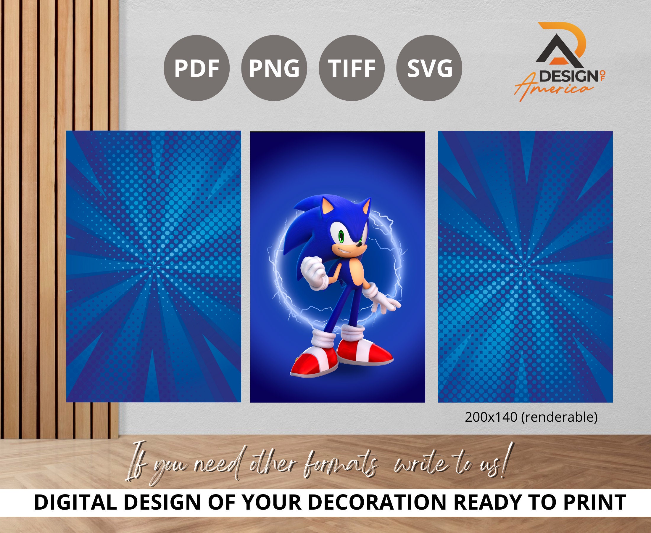 Sonic Backdrop - Sonic Birthday Party Decor, Sonic Cutout Decor Digital ...