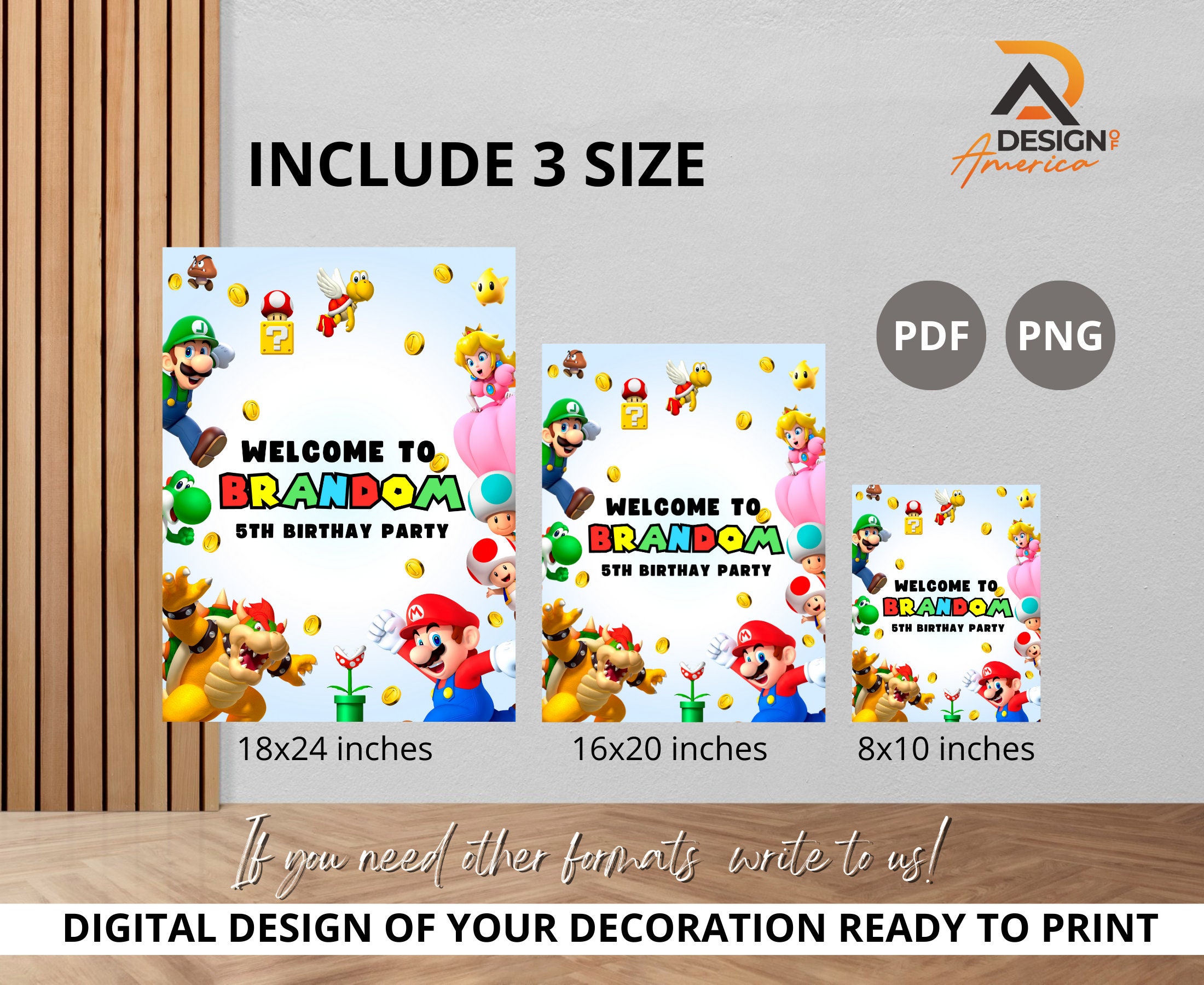 Super Mario Birthday Welcome Sign Boy Mario Bros Birthday Party ...