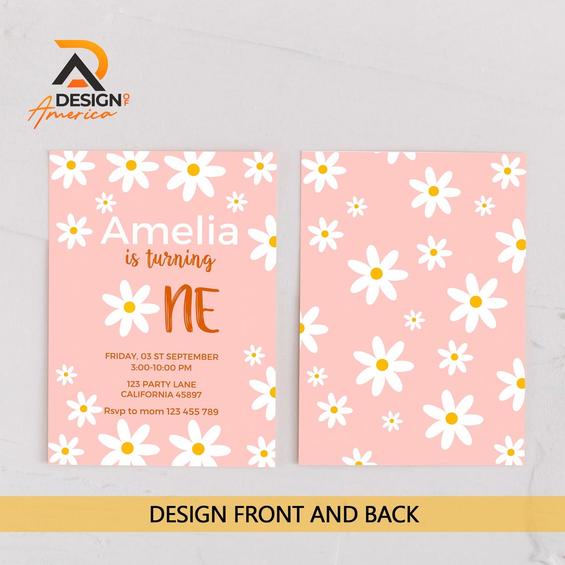 Daisy First Birthday Invitation Retro Daisy 1st Birthday Invite Groovy ...