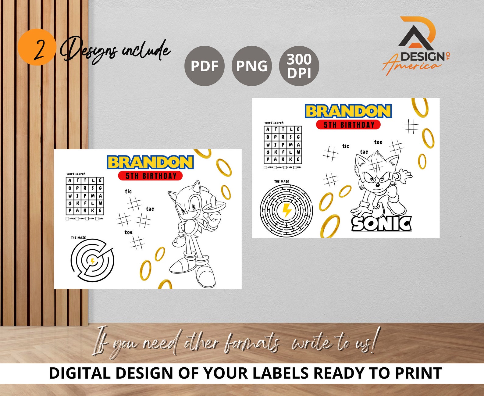 Sonic- Sonic Coloring Sheet - Party Activity - Birthday - Printable ...