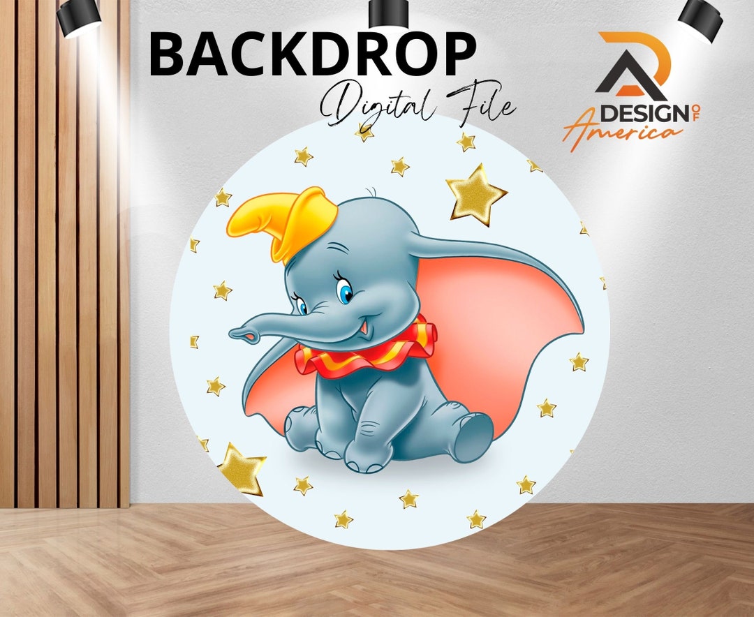 Round Dumbo Theme Kids Photography Backdrop Dumbo Decoration Circle ...