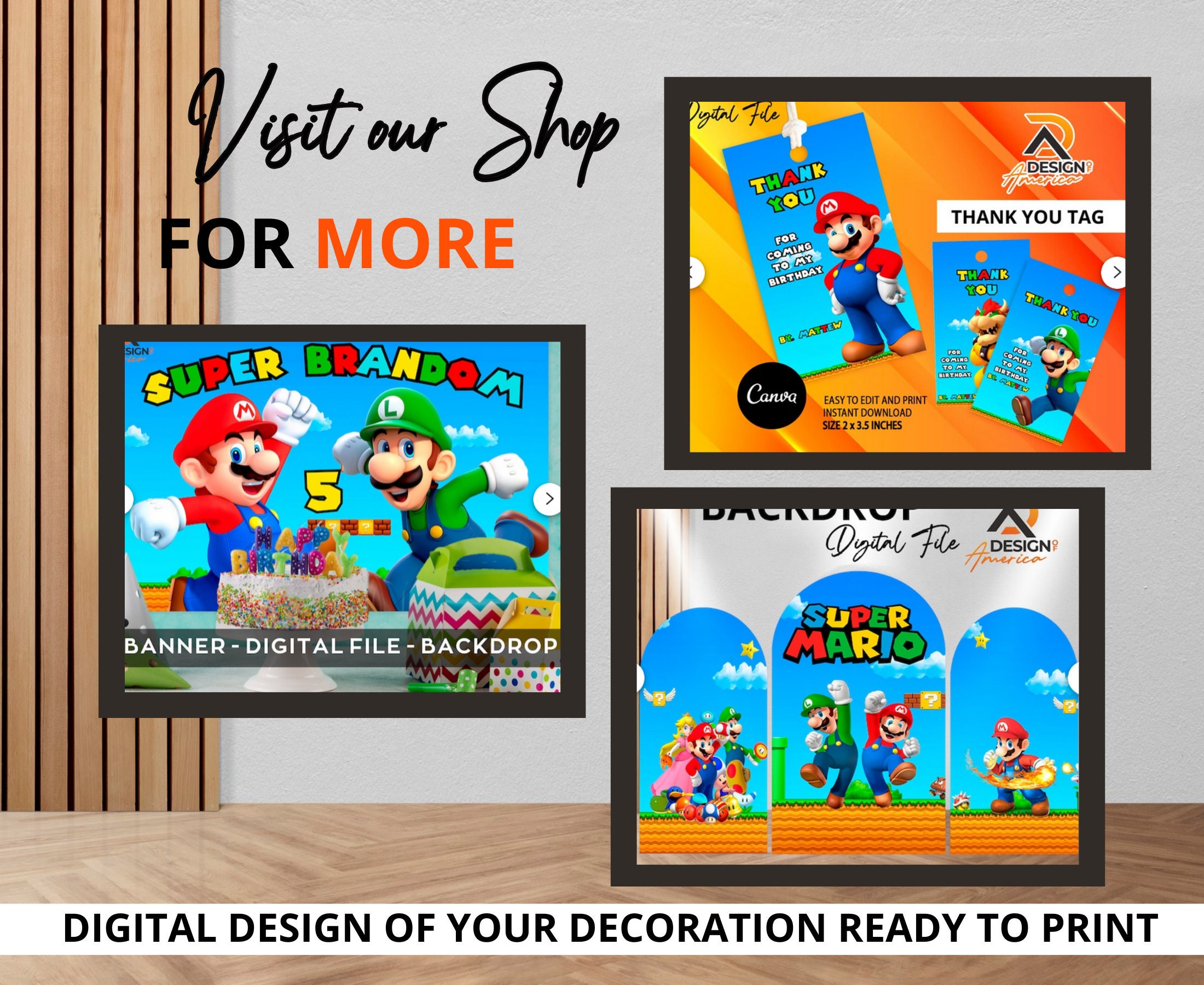 Backdrop Super Mario Bros - Super Mario Cutout Decor Digital Download ...