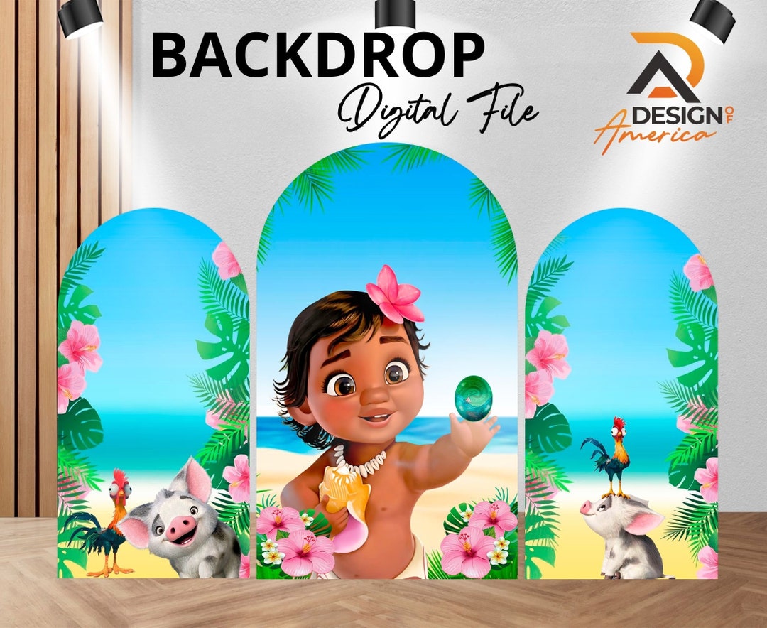 Backdrop Moana - Moana Birthday Party Decor, Moana Cutout Decor Digital ...