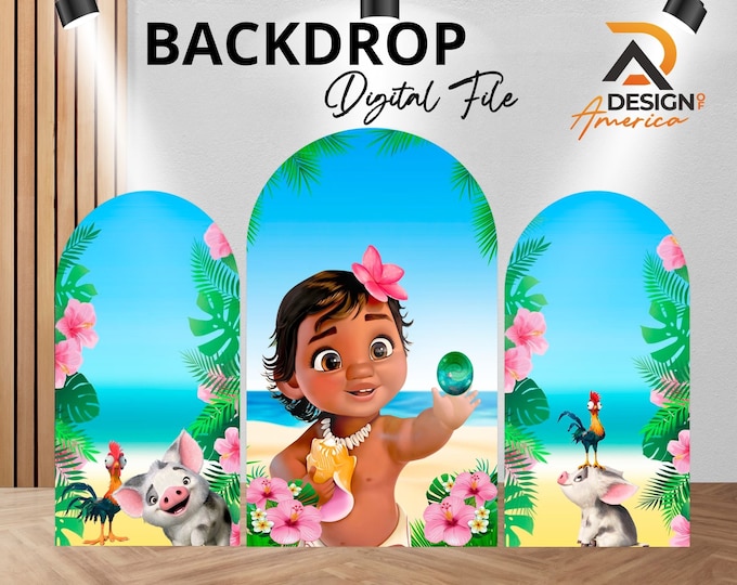 Backdrop Moana Moana Birthday Party Decor, Moana Cutout Decor Digital ...