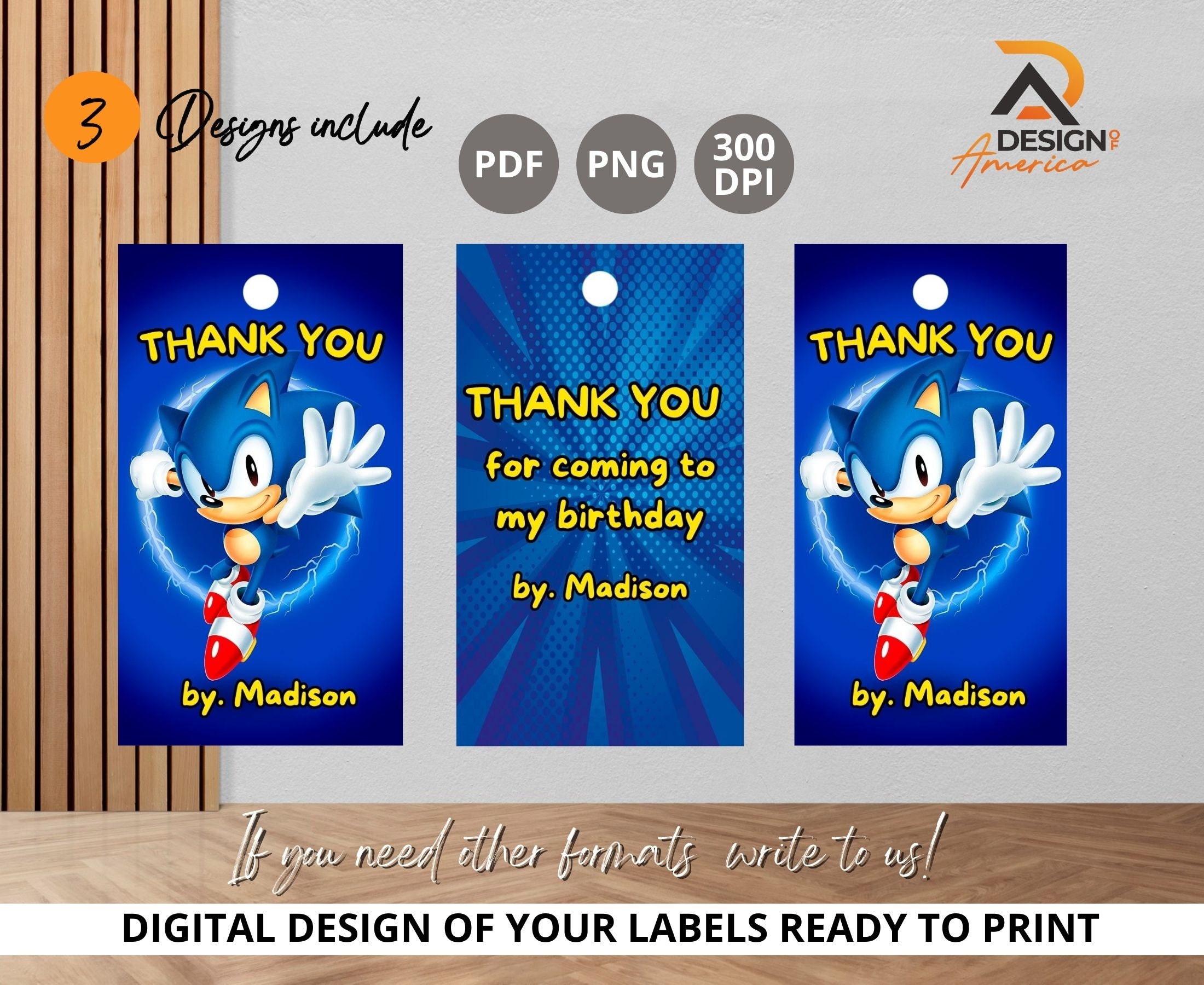 Editable Sonic Favors Tag Printable Birthday Gift Tag Kids Party ...