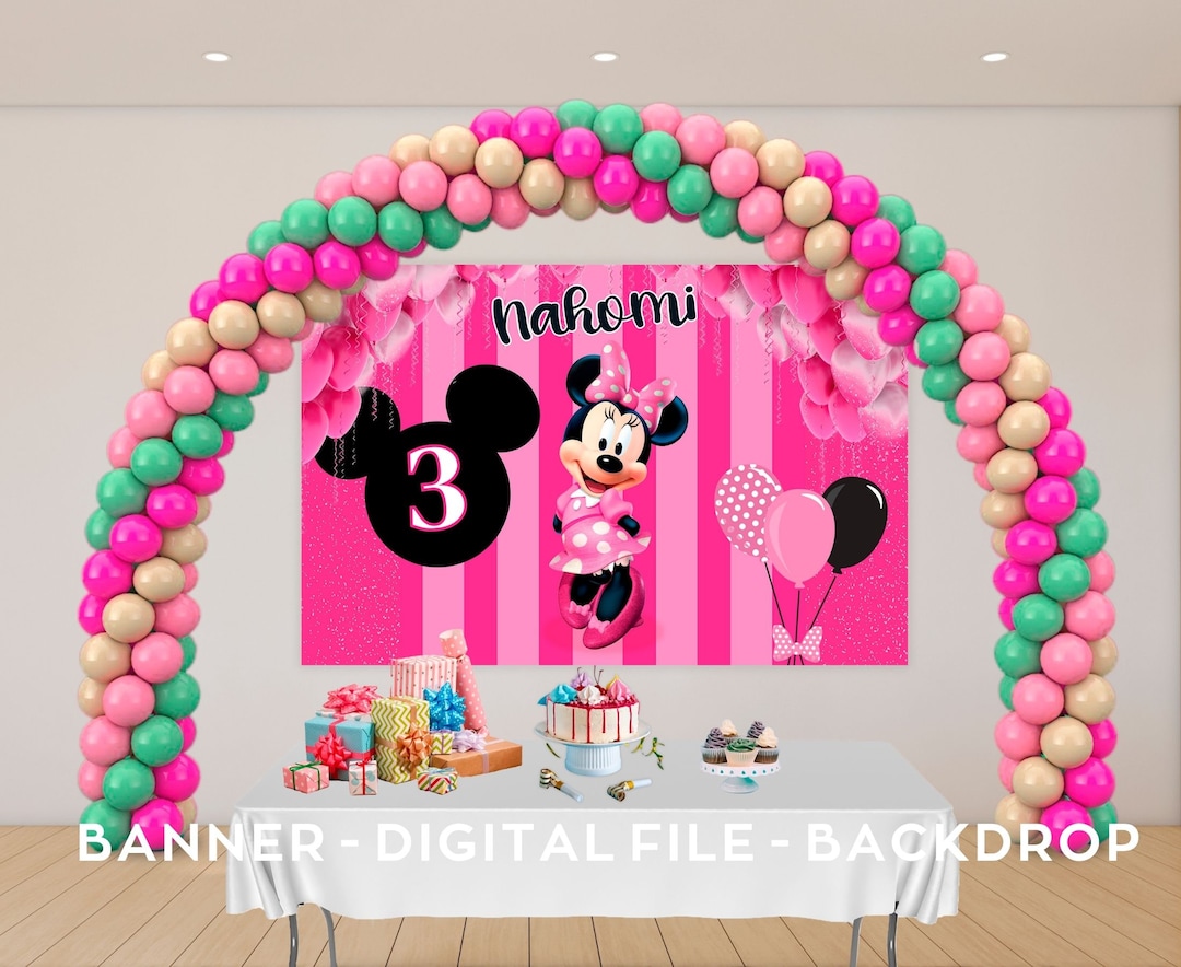 Minnie Mouse Backdrop, Minnie Mouse Banner, Minnie Printable Backdrop ...