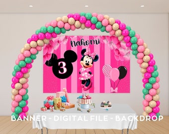 Minnie Mouse Backdrop, Minnie Mouse Banner, Minnie Mouse Printable ...